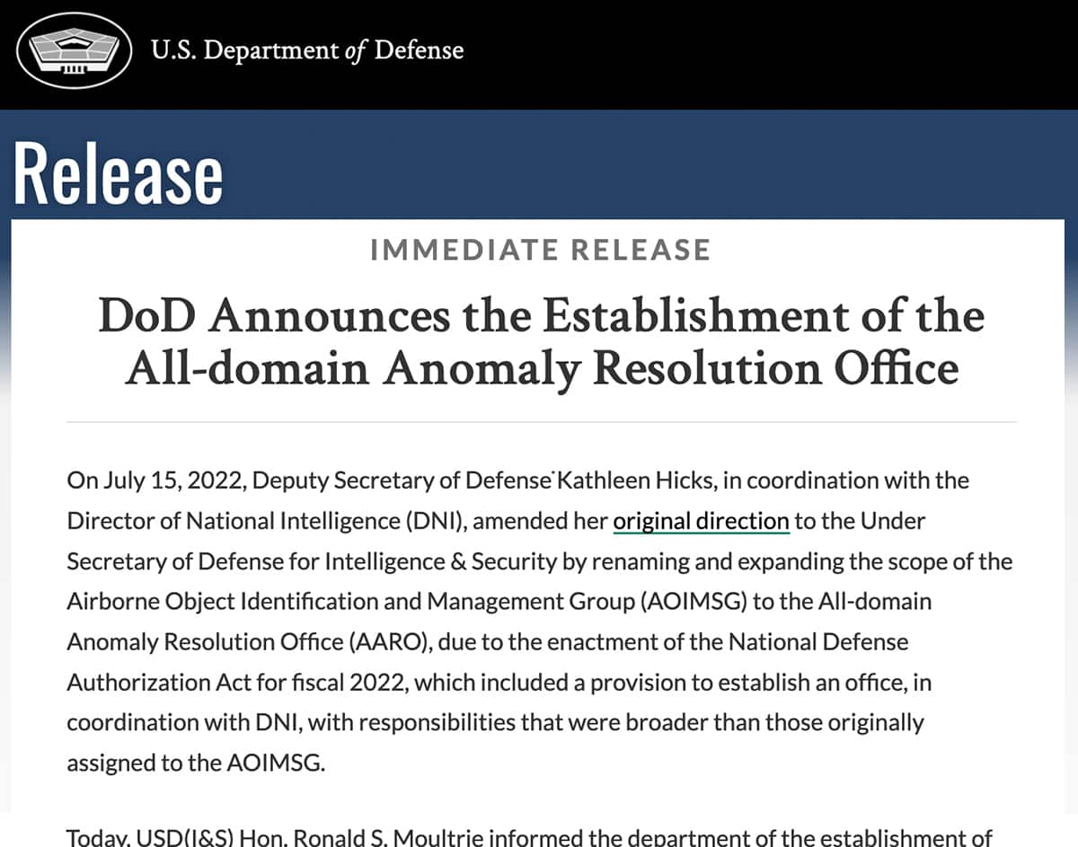 All-Domain Anomaly Resolution Office: US-Verteidigungsministerium ...